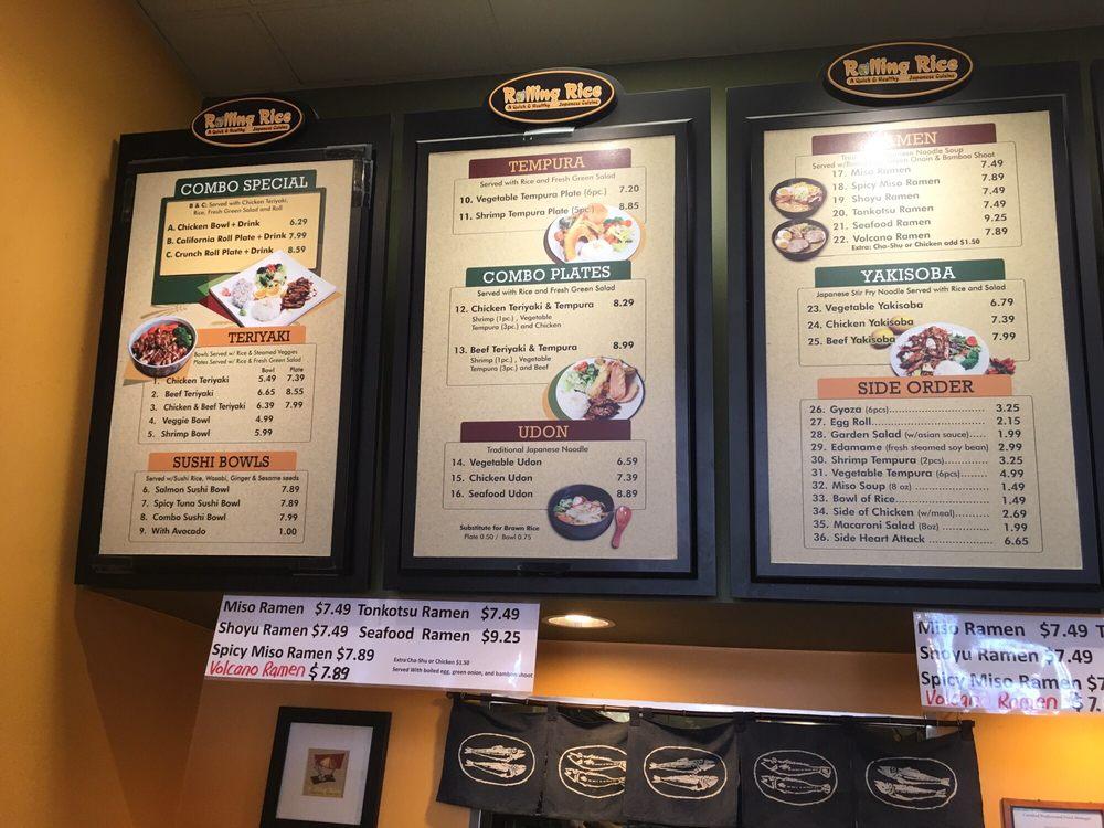 Menu at Rolling Rice restaurant, Rancho Cucamonga, Milliken Ave