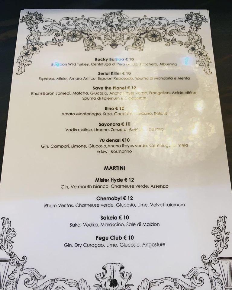 Menu da Rufus Cocktail Bar, Milano