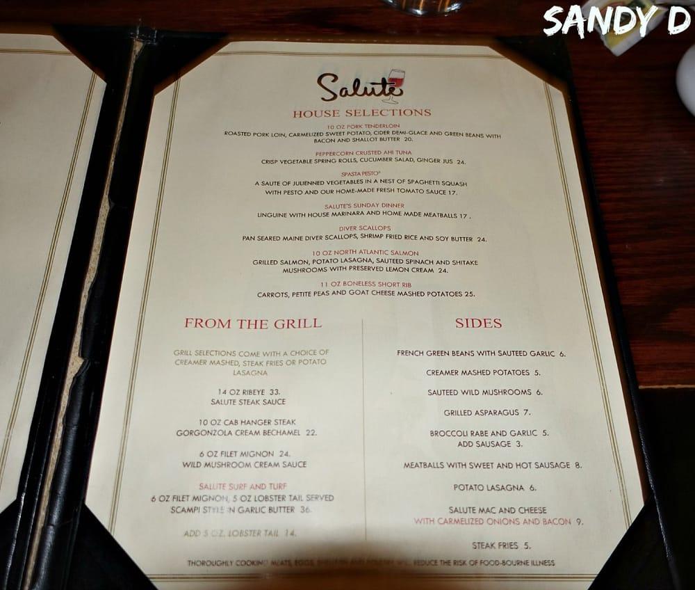 Menu at Salute restaurant, Hartford