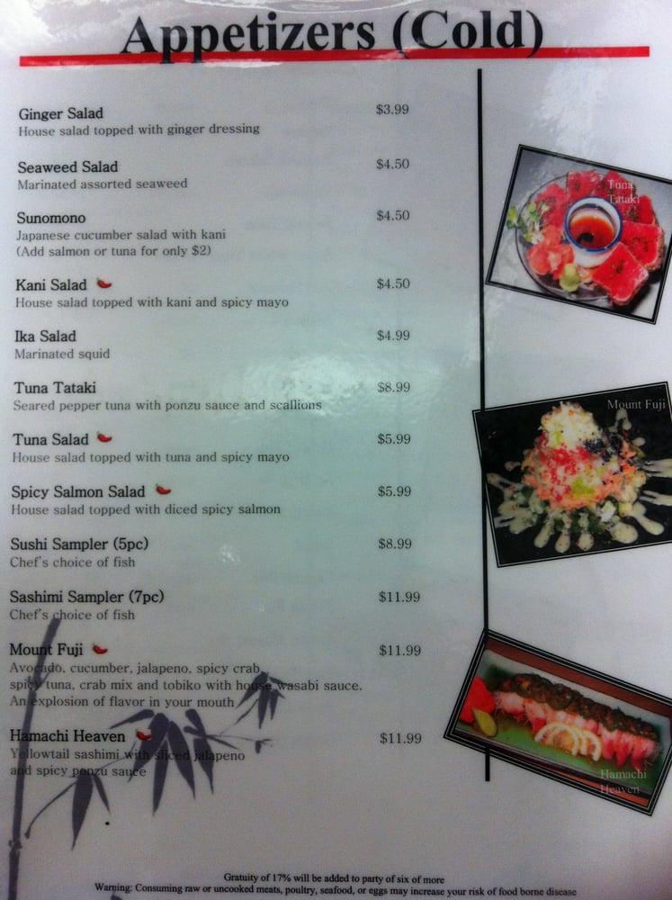 Menu at Sushi NiNi restaurant, Round Rock