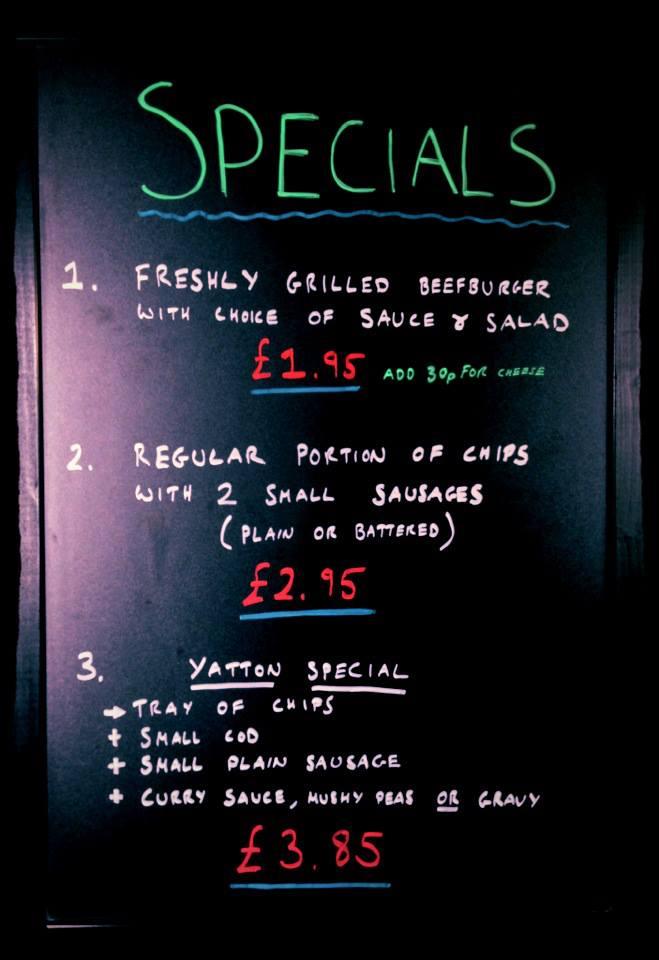 Menu at Yatton Fish Bar, Yatton