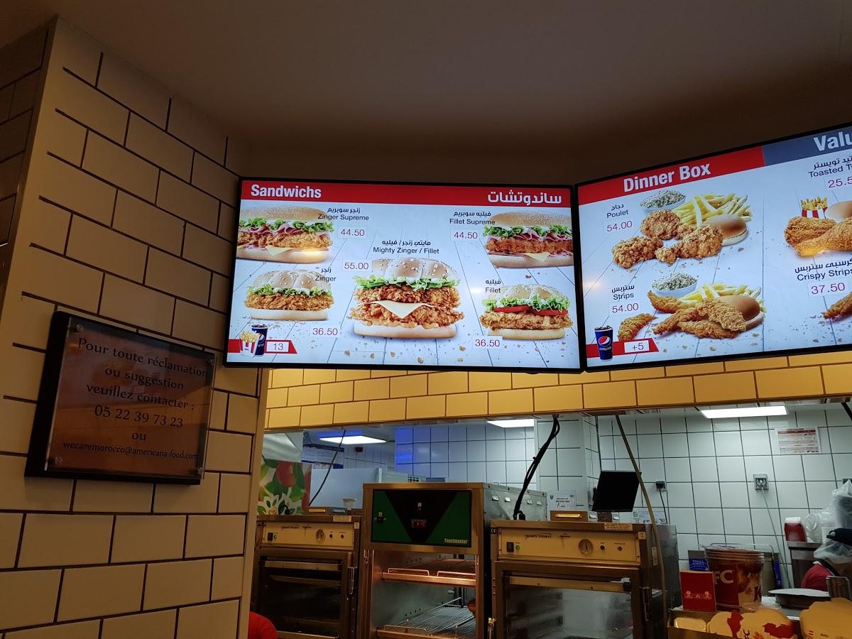 Speisekarte von KFC restaurant, Agadir
