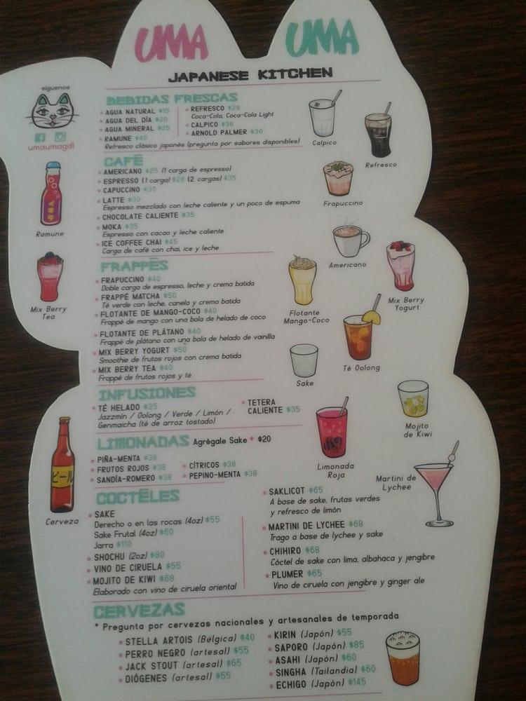 Carta del restaurante UMA UMA Japanese Kitchen, Guadalajara
