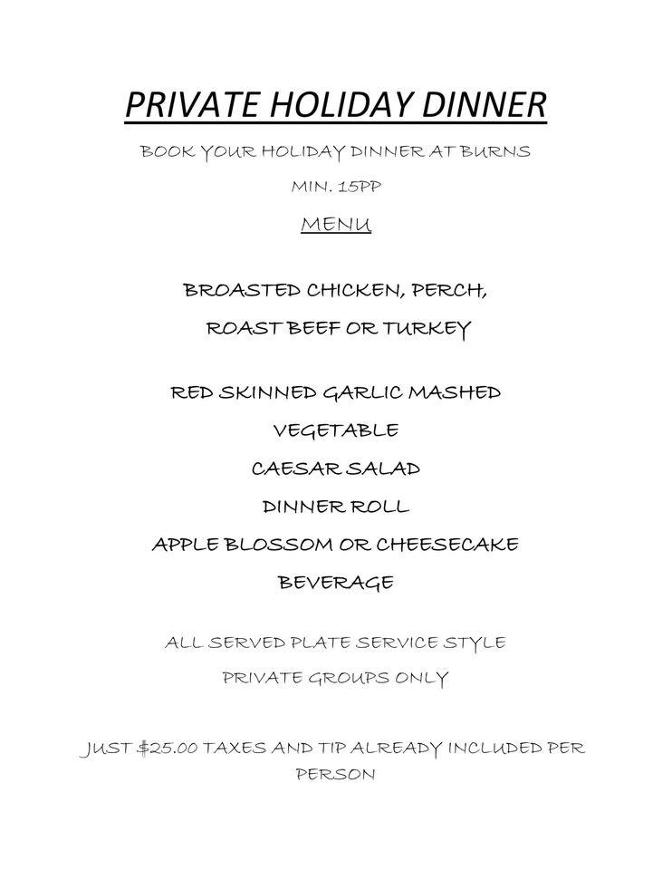 Menu at Burns Restaurant, Dresden