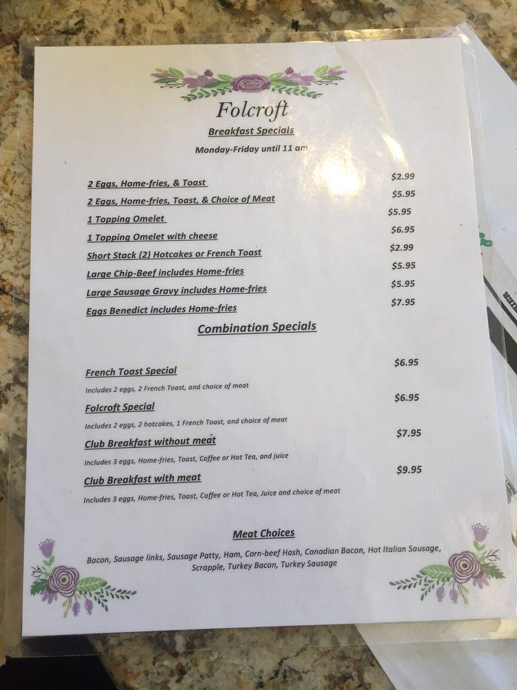 Menu at Folcroft Diner restaurant, Folcroft