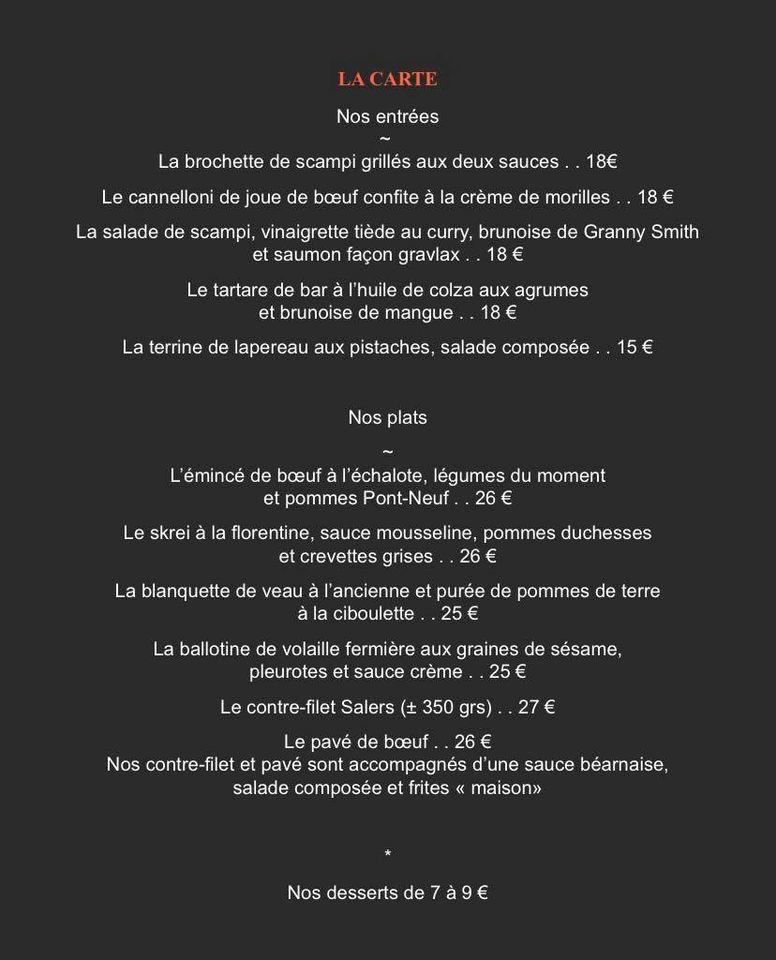 Speisekarte von La Table d'Antonio, Dinant