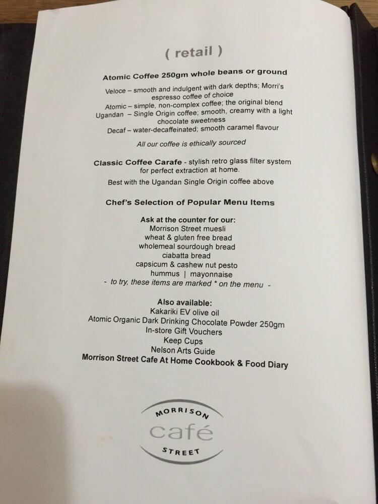Menu at Morrisons Nelson Eatery cafe, Nelson