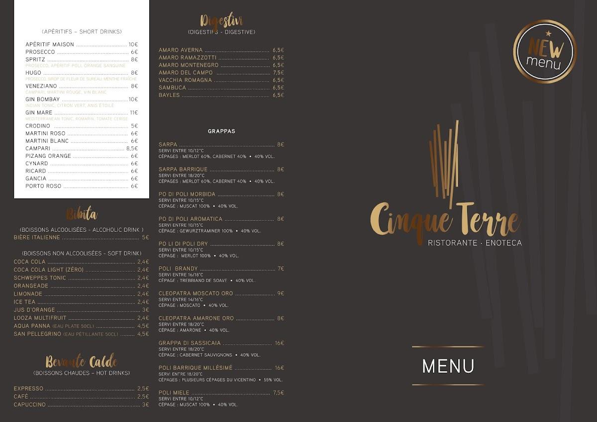 Menu au Ristorante Cinque Terre Tongeren, Ans