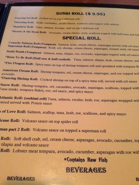 Menu at Sabai Thai Restaurant, Melbourne