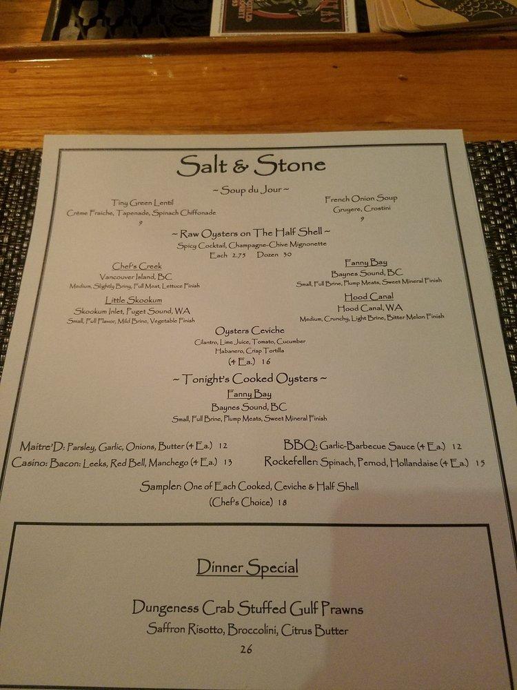 Menu at Salt & Stone pub & bar, Kenwood