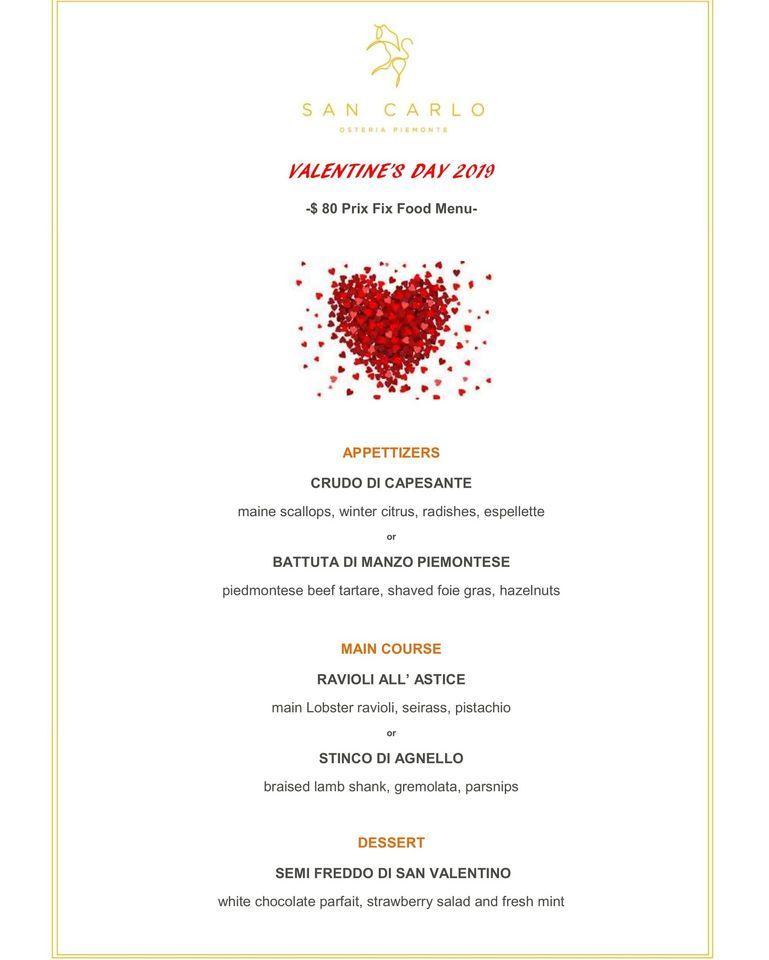 Menu at San Carlo Osteria Piemonte pub & bar, New York City