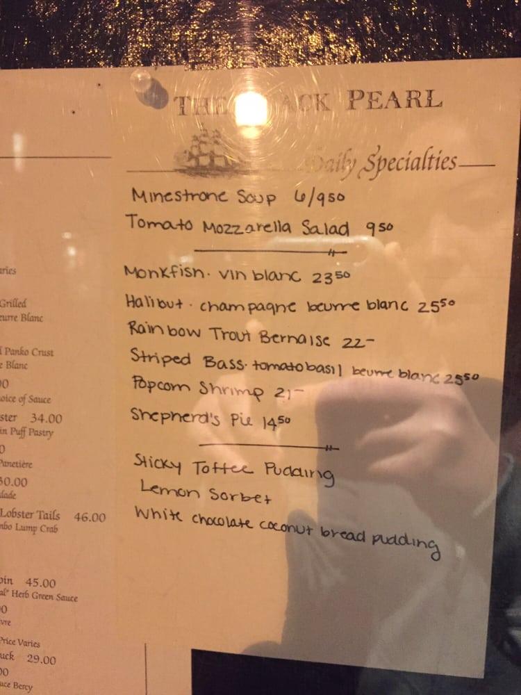 Menu at The Black Pearl restaurant, Newport, 30 Bannister's Wharf
