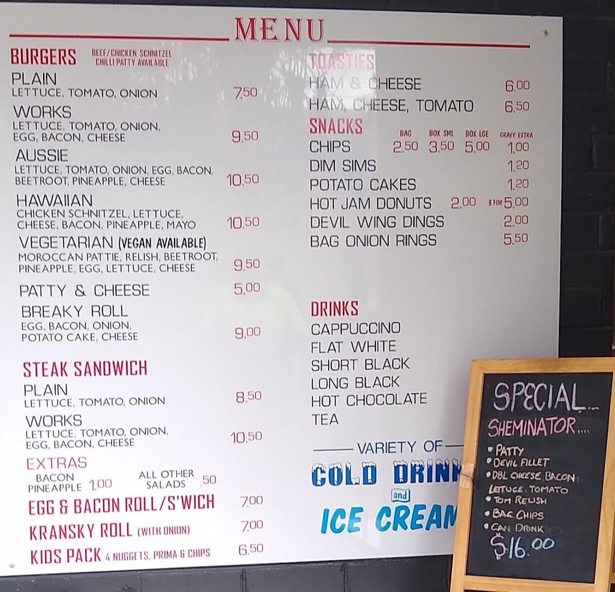 Menu at Burger Me Seymour fast food, Seymour