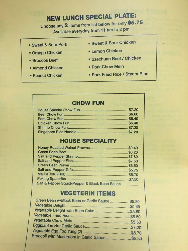 Menu at Kowloon Kitchen Take Out restaurant, San Jose