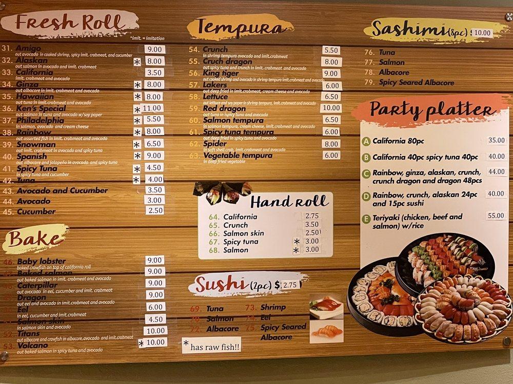 Menu at Roll & Grill restaurant, Fullerton