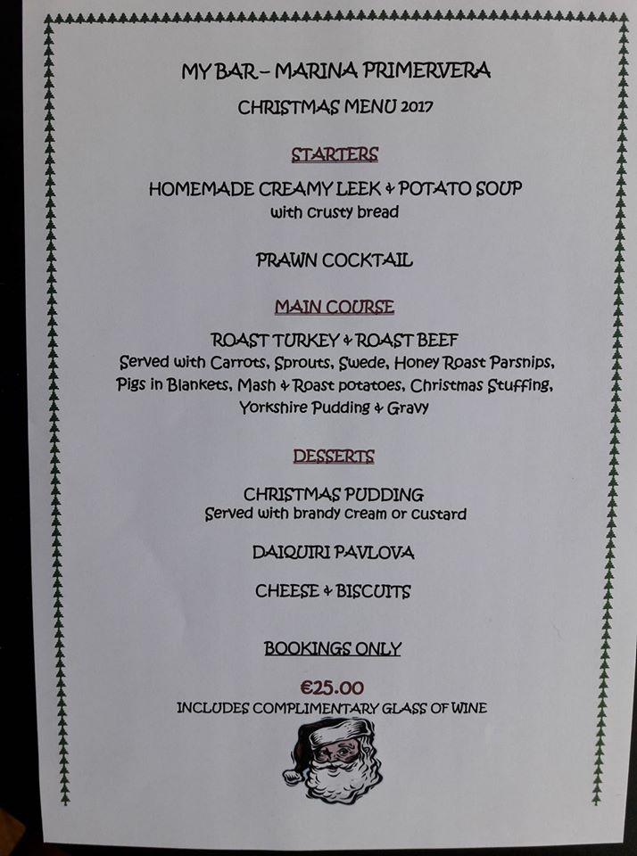 Menu at Marina Primavera Pool Bar, Costa Adeje