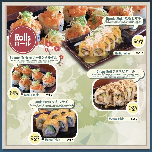 Menu at Naruto Japanese Food restaurant, San Borja, Av. Aviación 2982