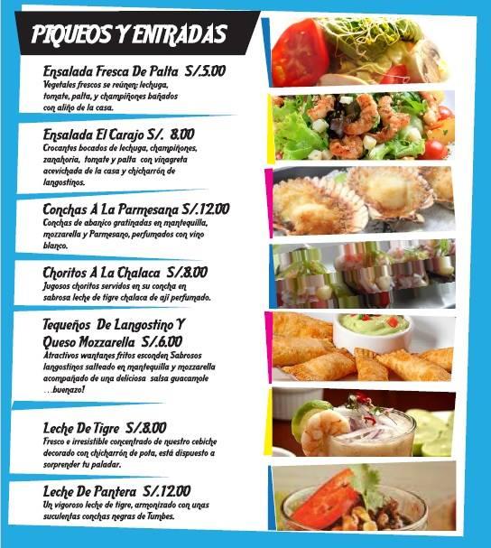 Carta del restaurante Puerto Carajo pescados-mariscos-fusión., Lurin