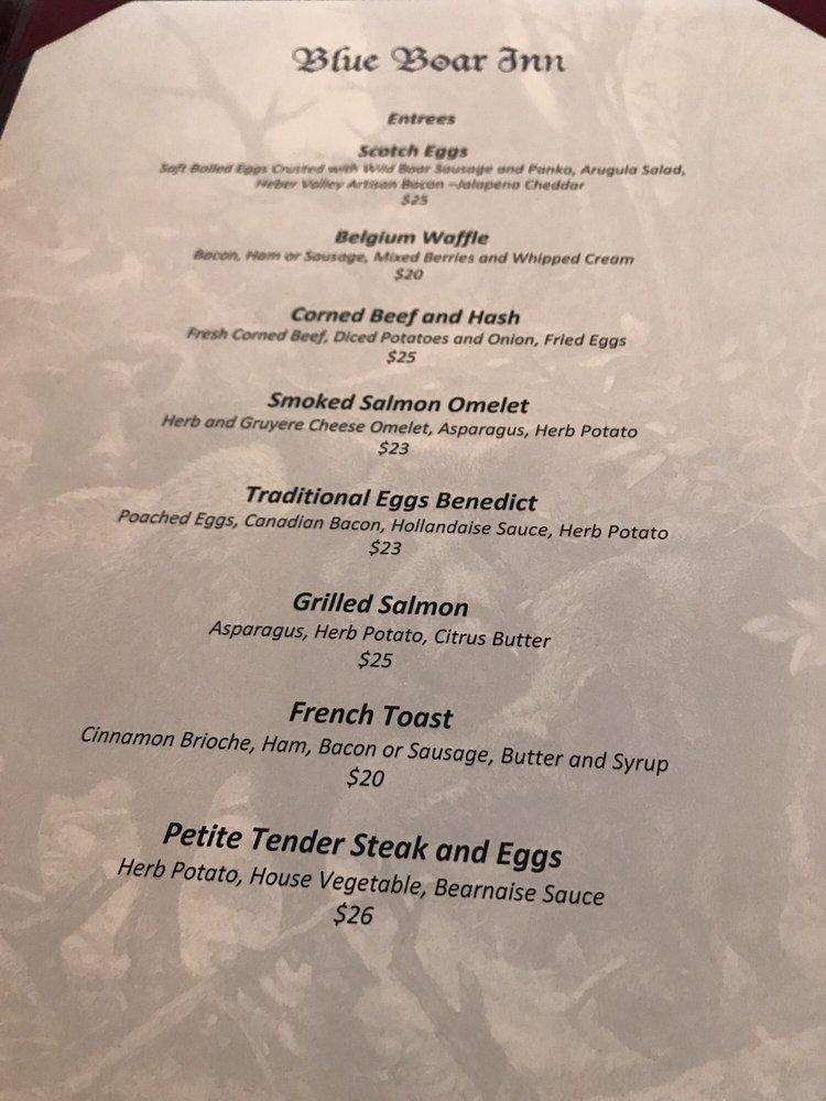 Menu at The Blue Boar Inn & Restaurant, Midway