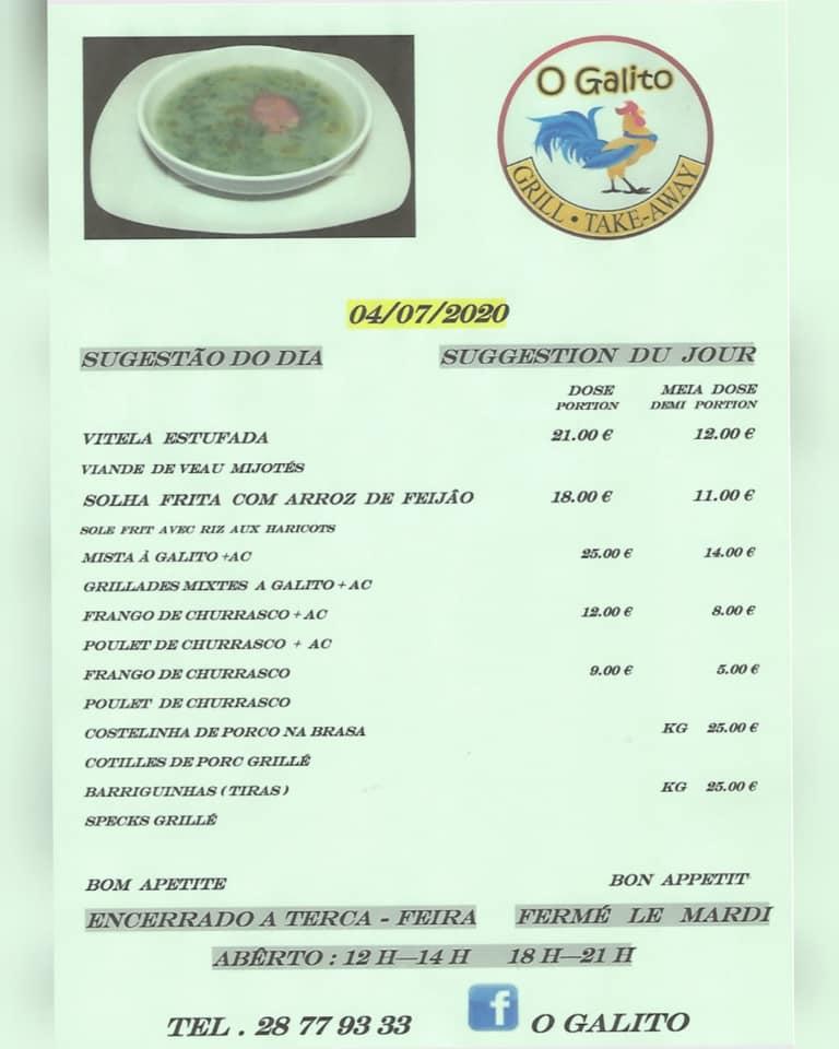 Menu at Grill-Take-away O Galito cafe, Differdange