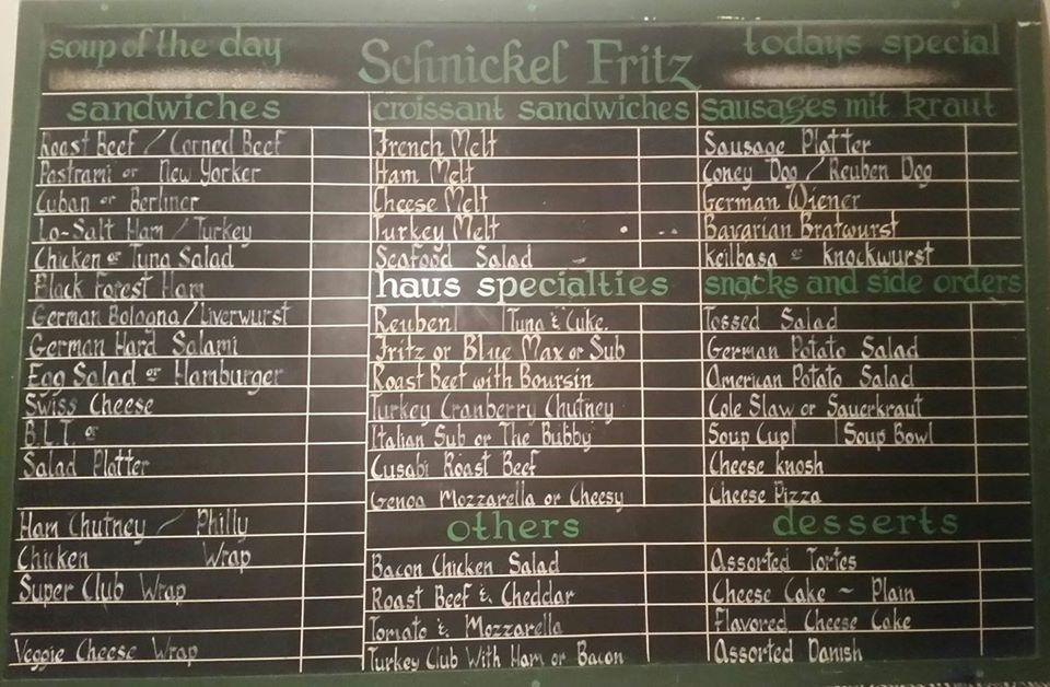 Menu at Schnickel Fritz Deli restaurant, New Port Richey