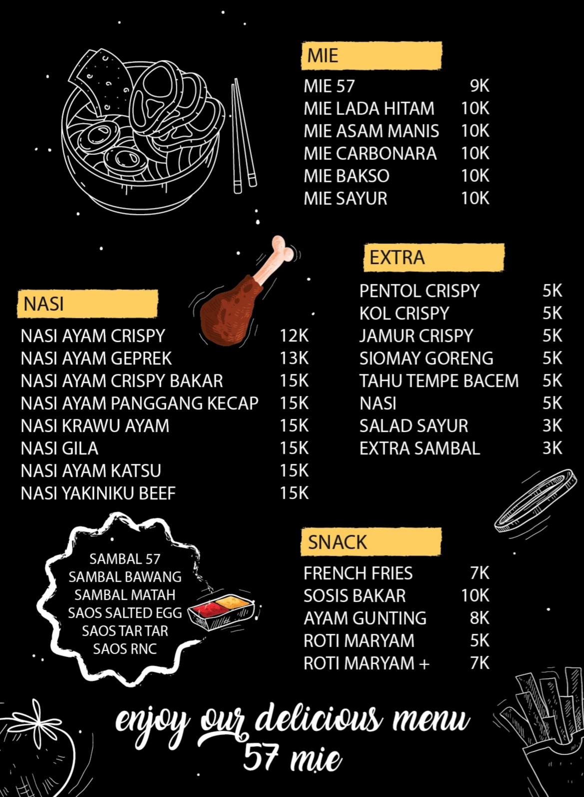 Menu at KEDAI 57 cafe, Gresik