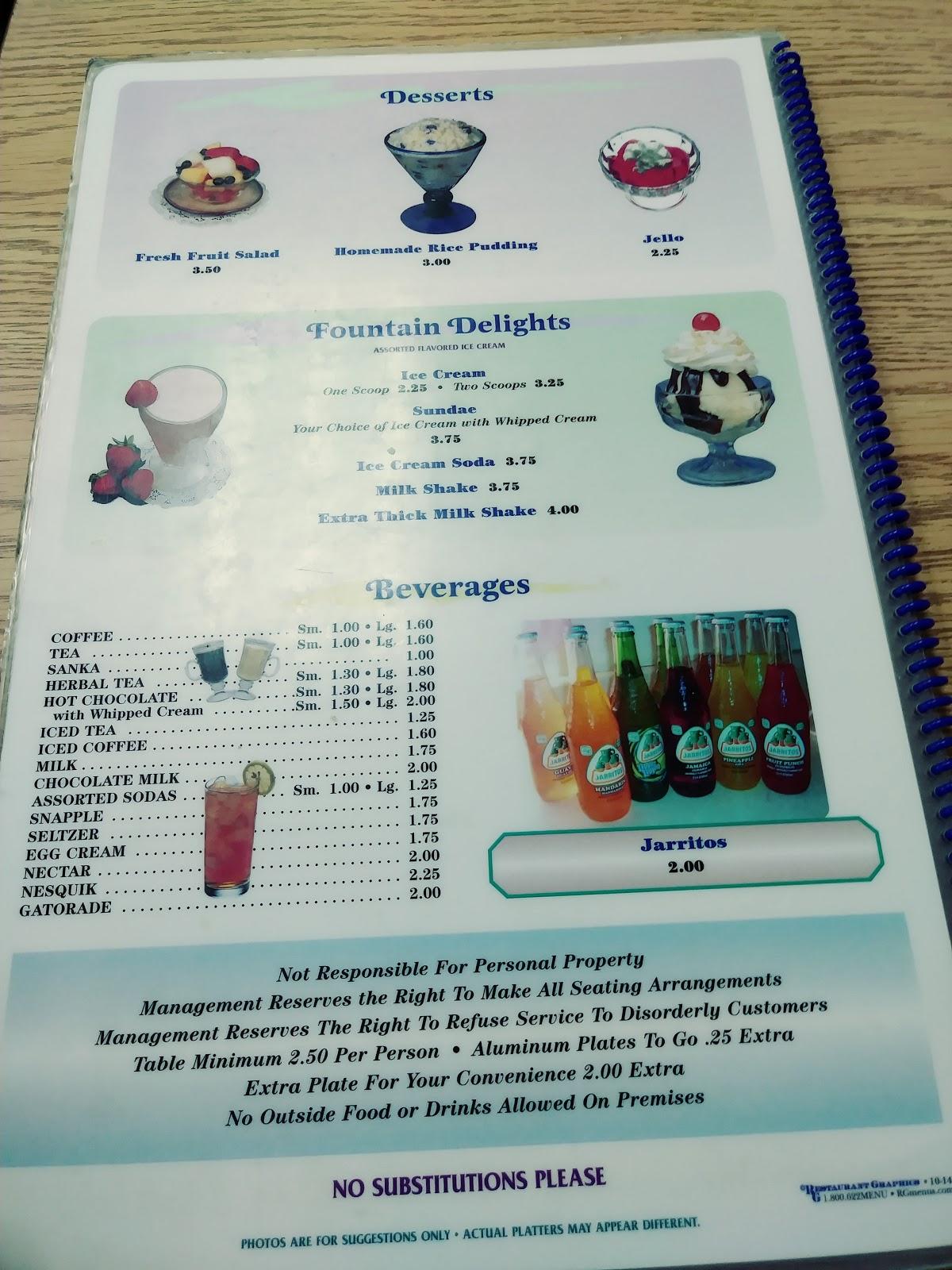 Menu at M & G restaurant, Yonkers