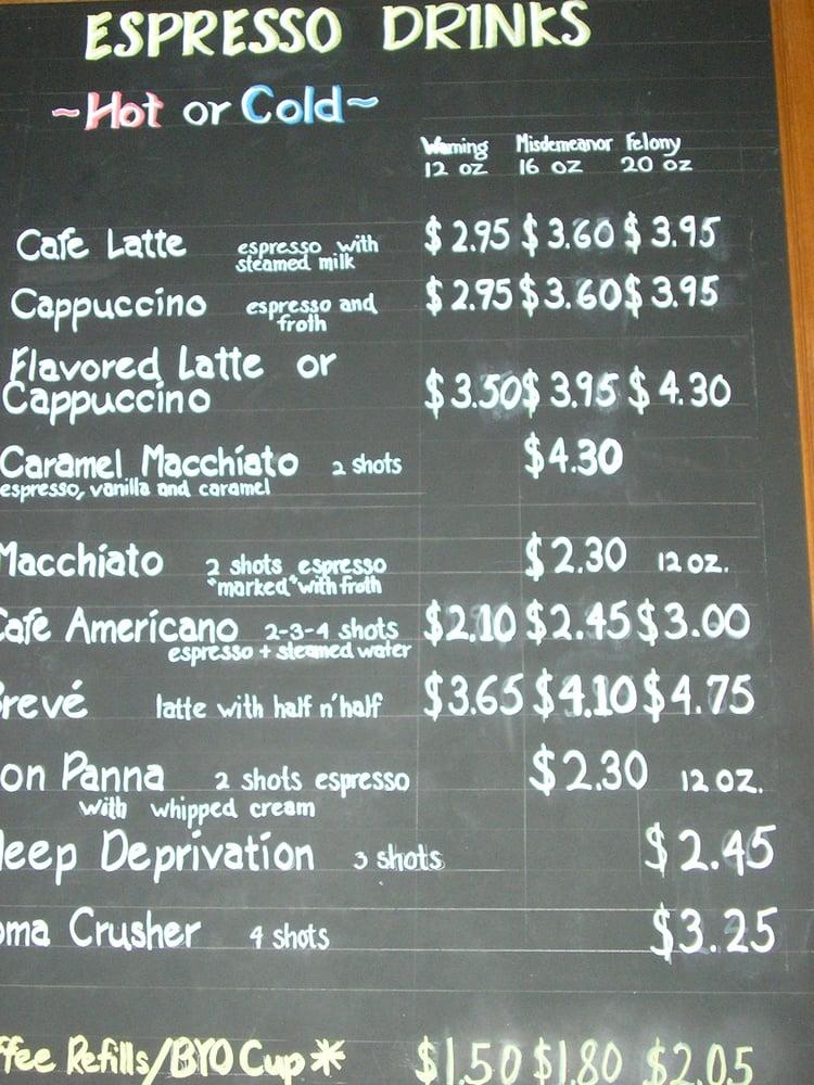 Menu at MugShots JAVA cafe, Prattville