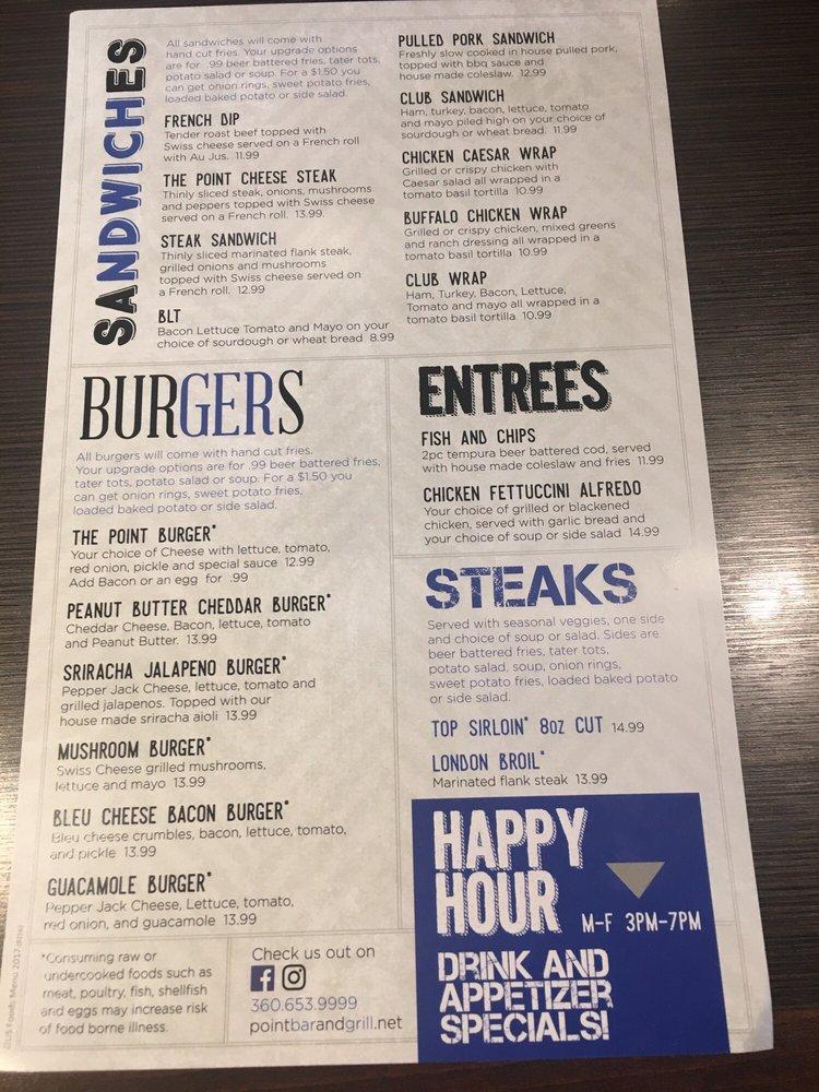 Menu at The Point Bar & Grill, Arlington