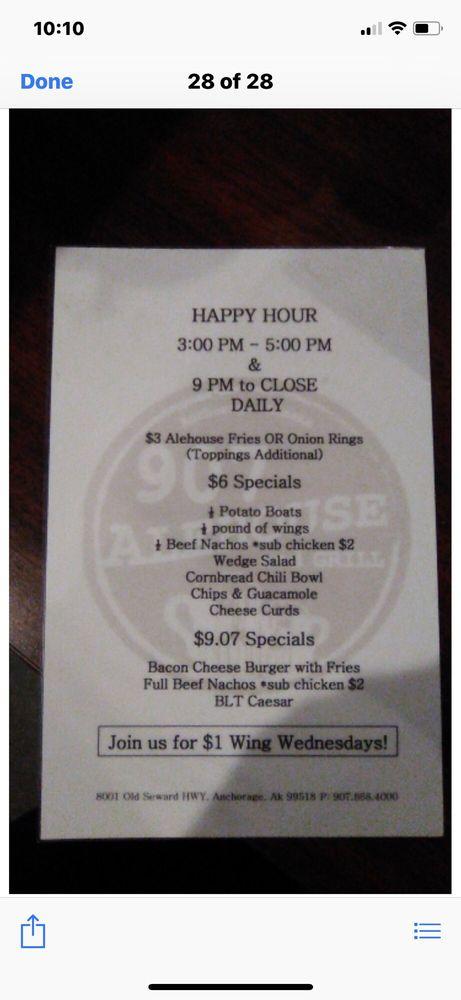 Menu at 907 Alehouse and Grill pub & bar, Anchorage
