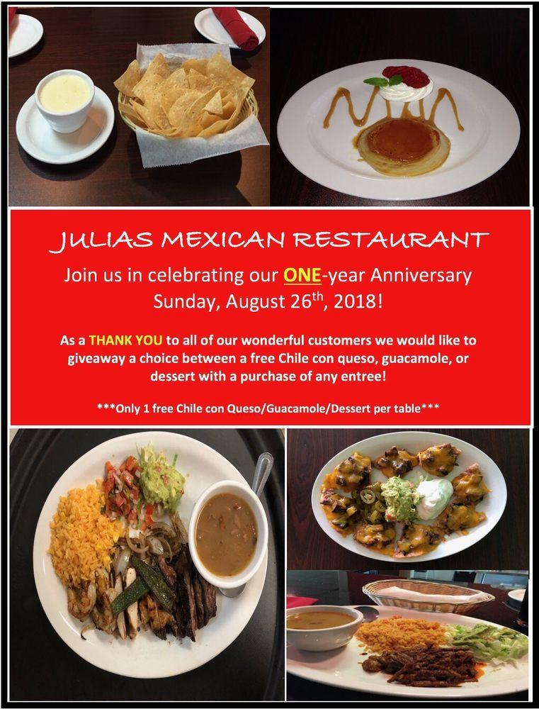 Menu at Julias Mexican Restaurant, Houston