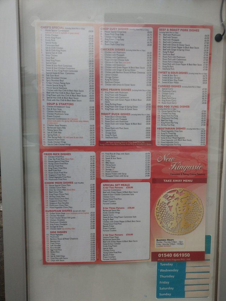 Menu at New Kingussie Takeaway fast food, Kingussie