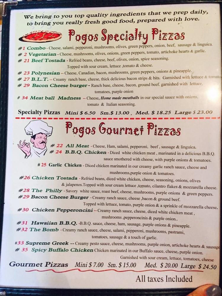 Menu at Pogo's Pizza pizzeria, Clear Lake Riviera, CA-281