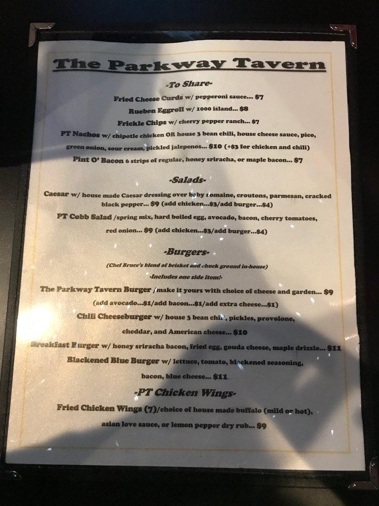 Menu at The Parkway Tavern pub & bar, Cary