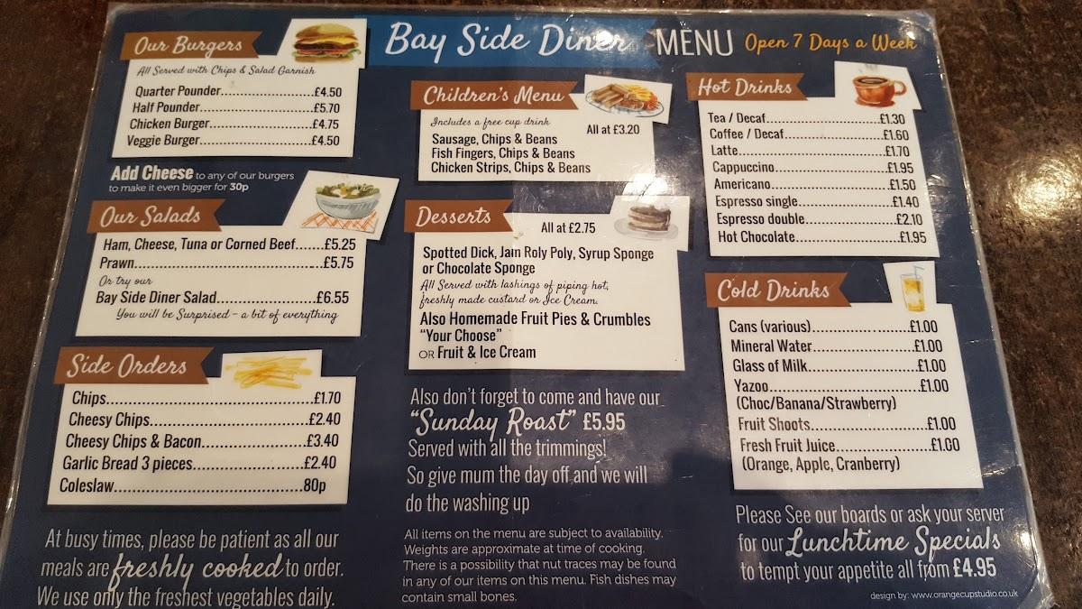 Menu at Bay Side Diner restaurant, Pevensey