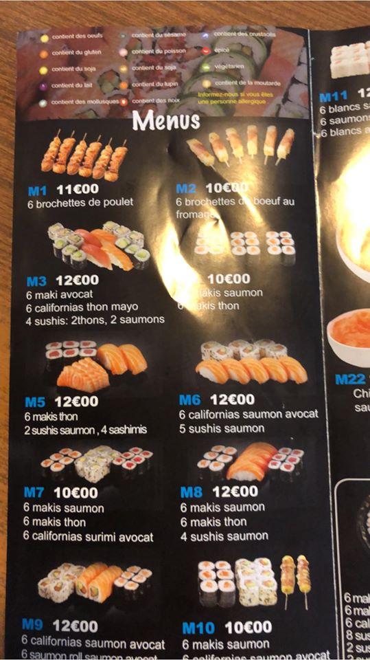 Menu au cafe de la tour, Belleville