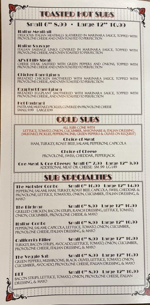 Menu at Capone's Pizza pizzeria, Riverside, Arlington Ave F