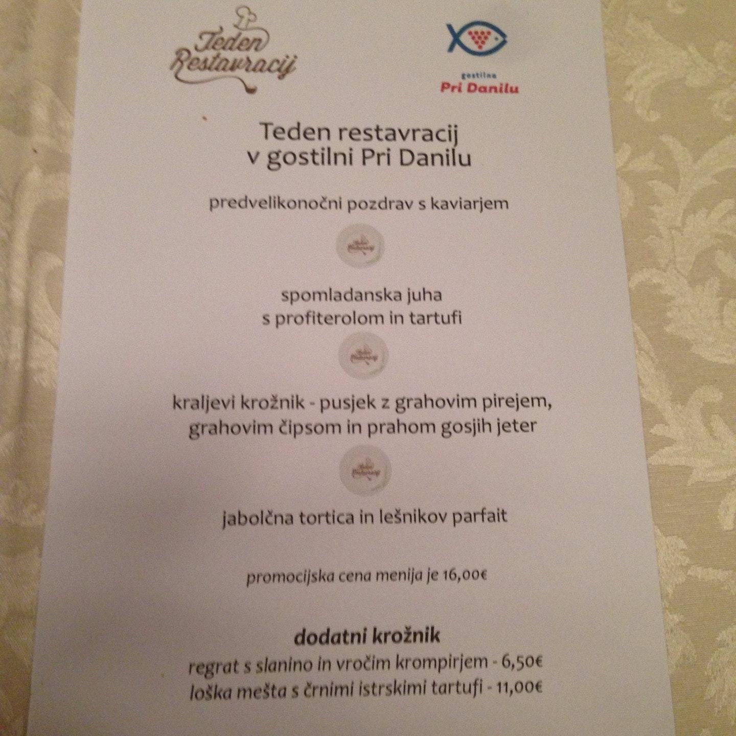 Speisekarte von Danilo - restaurant & wine, Škofja Loka
