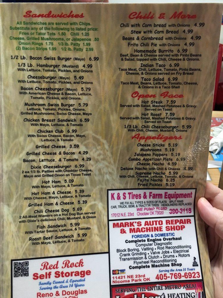 Menu at All American Dixie Diner restaurant, Nicoma Park