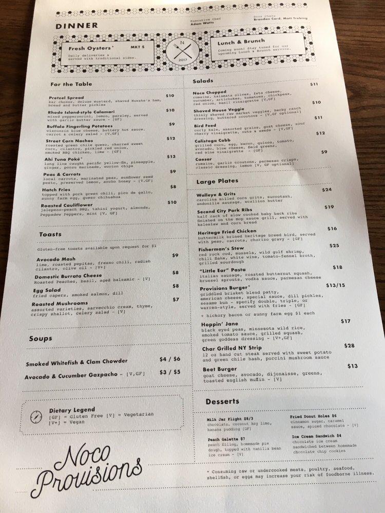 Menu at Noco Provisions pub & bar, Grand Rapids