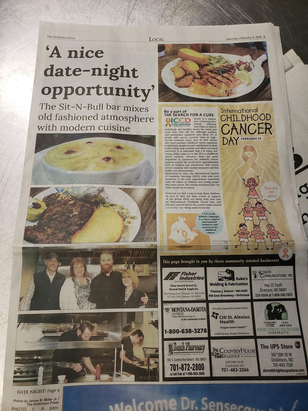 Menu at Sit-N-Bull Bar, Taylor