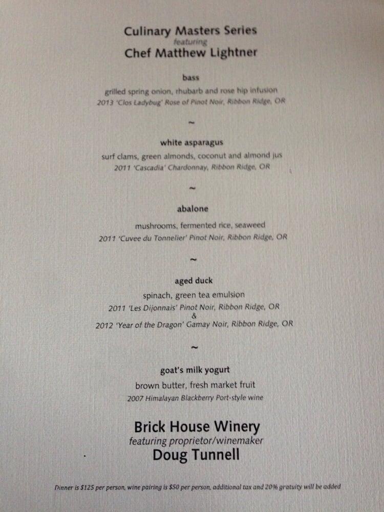 Menu at The Strand House pub & bar, Manhattan Beach