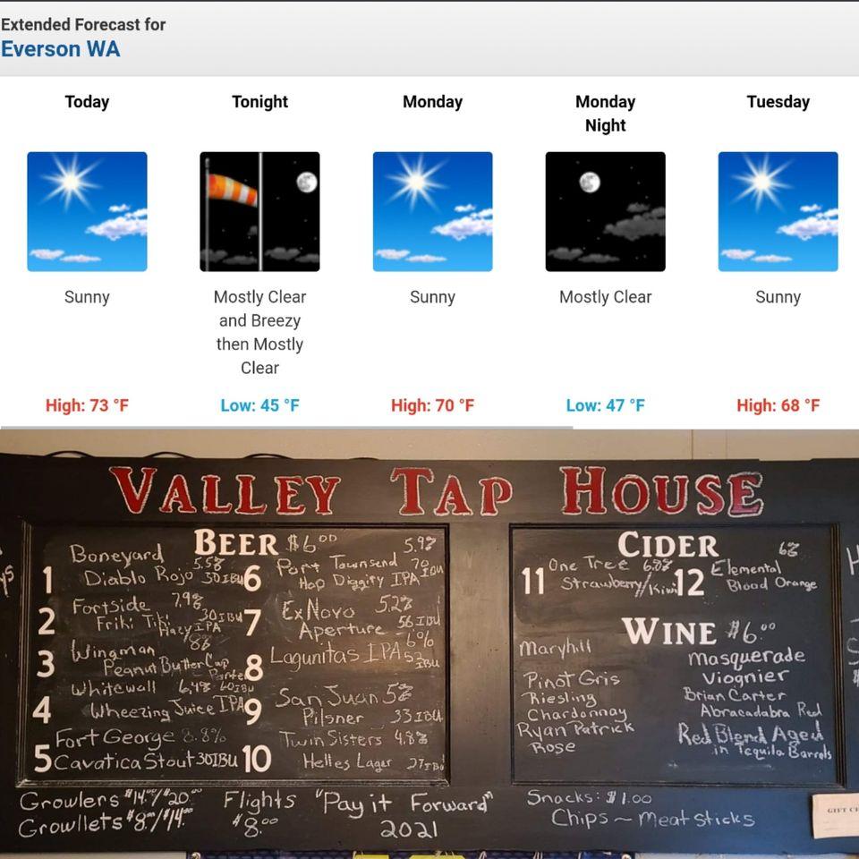 Menu at Valley Tap House pub & bar, Everson