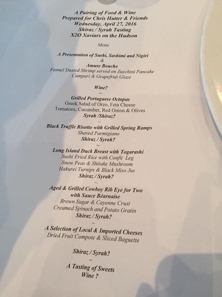 Menu at X2O Xaviars on the Hudson restaurant, Yonkers