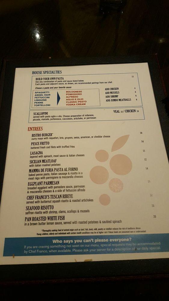 Menu at Bistro 57 restaurant, North Las Vegas, N Aliante Pkwy