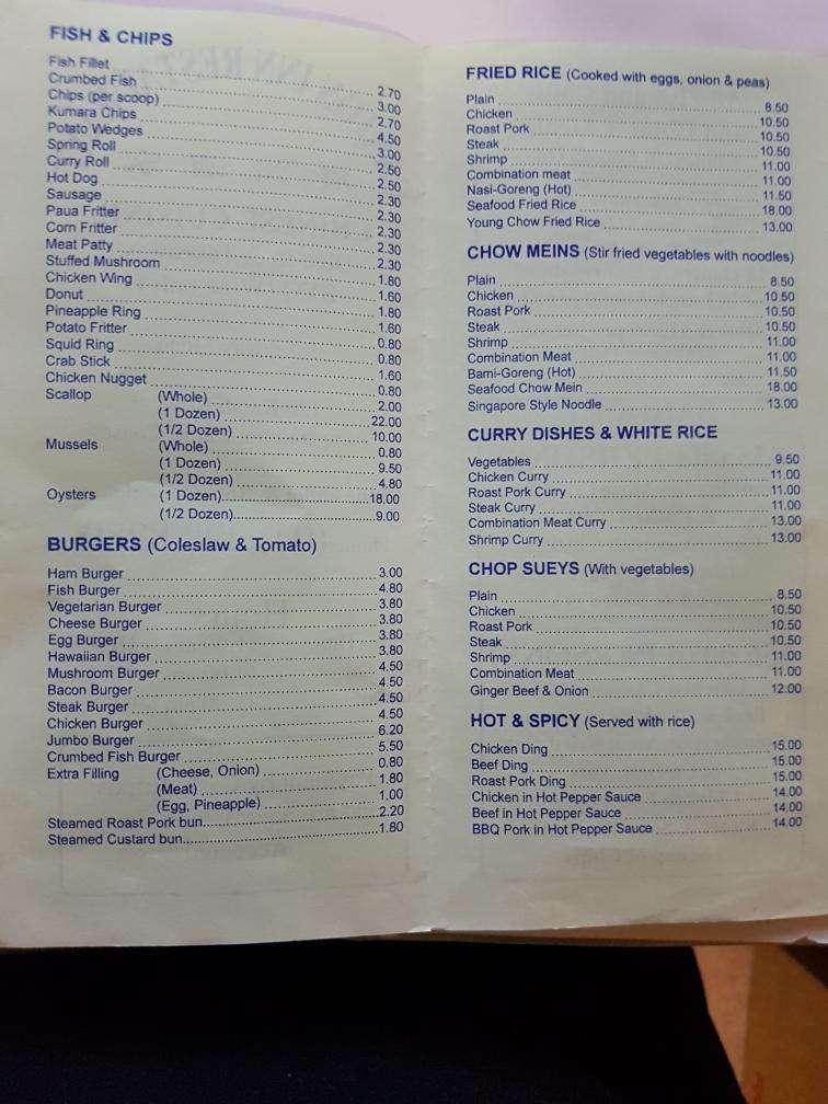 Menu at Canton Inn Takeaways & Restaurant, Paraparaumu