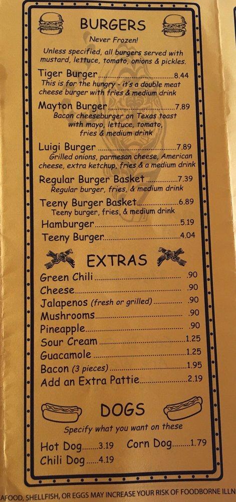 Menu at Hi-D-Ho Drive In fast food, Alamogordo