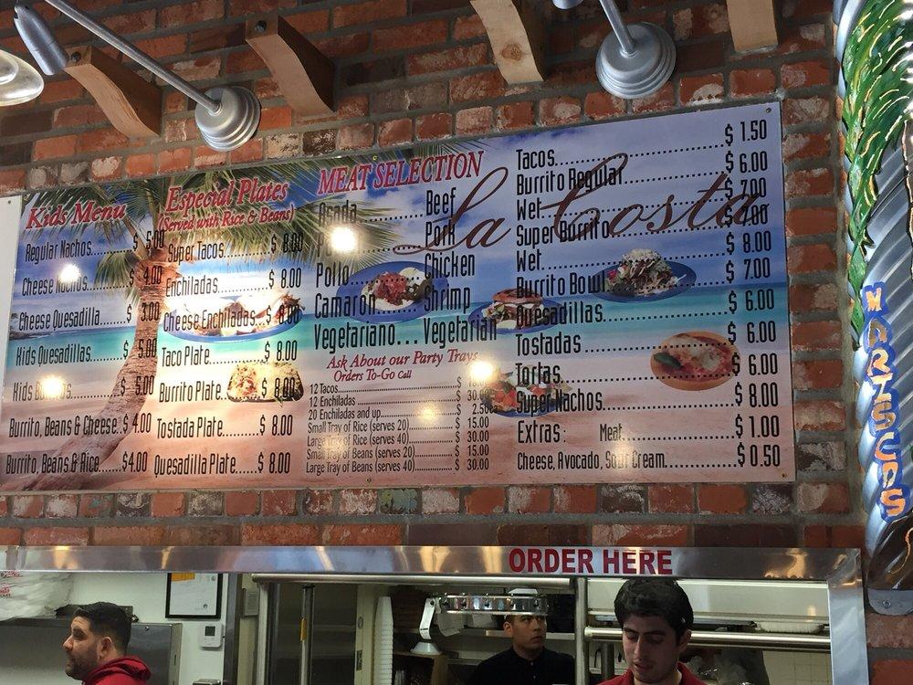 Menu at La Costa restaurant, Martinez
