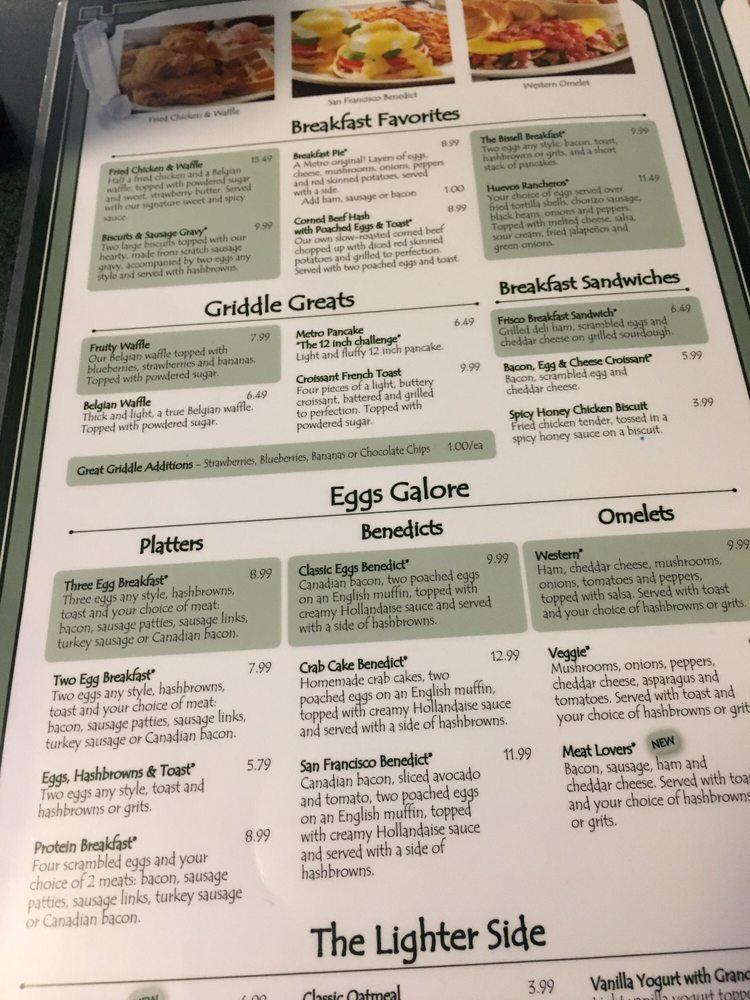 Menu at Metro Diner restaurant, Fredericksburg