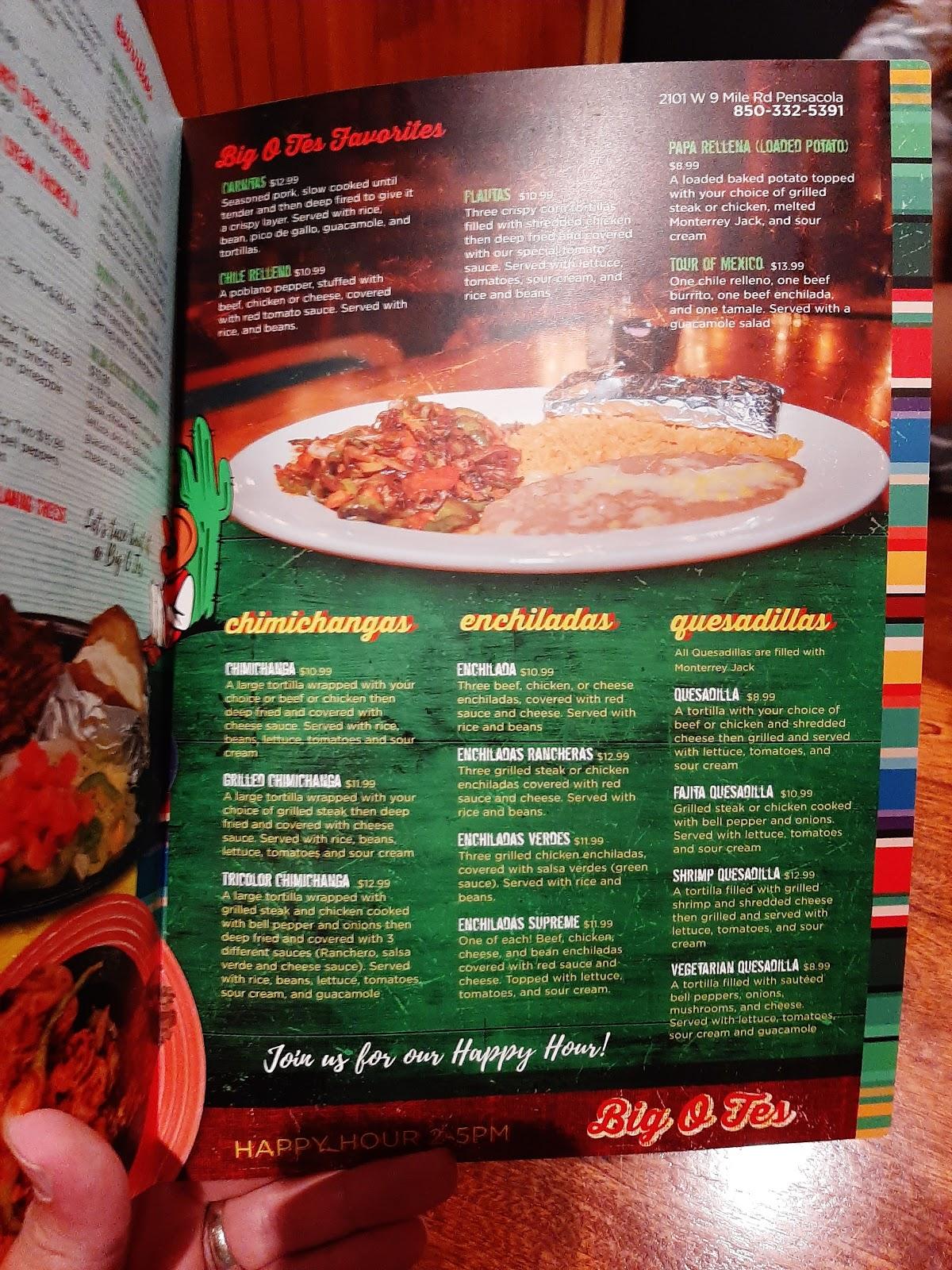 Menu at BigOtes desserts, Pensacola